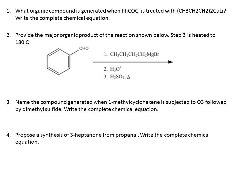 Solved What organic compound is generated when PhCOCl is | Chegg.com