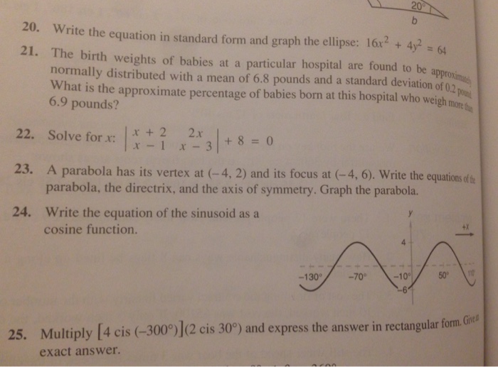 Solved Write the equation in standard form and graph the | Chegg.com