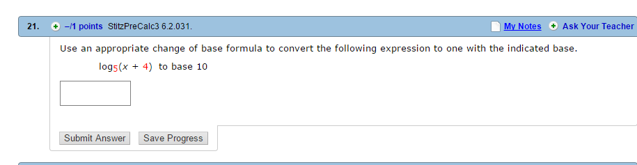 Solved Use an appropriate change of base formula to | Chegg.com