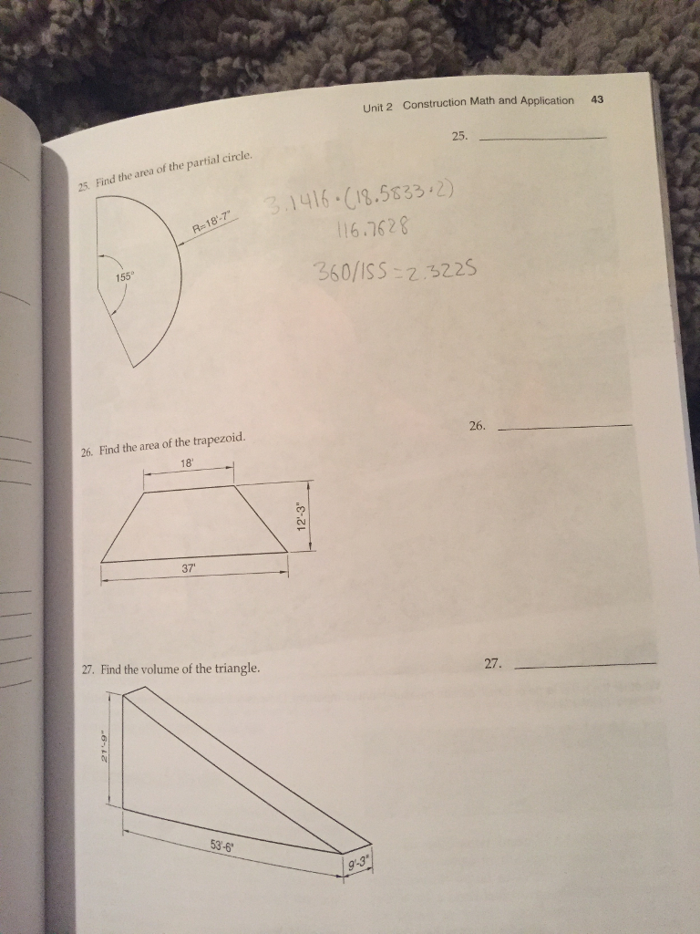 Solved Unit 2 Construction Math and Application 43 25. 25. | Chegg.com