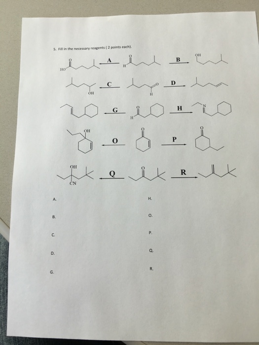 Solved Fill in reagents | Chegg.com