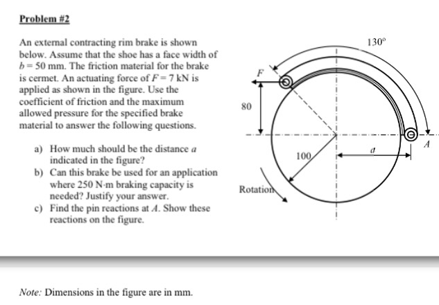Solved An external contracting rim brake is shown below. | Chegg.com