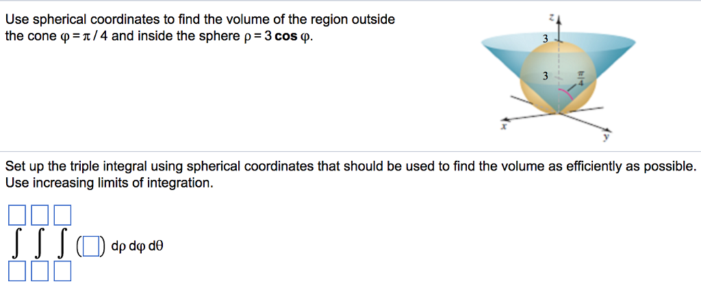 Solved Use spherical coordinates to find the volume of the | Chegg.com