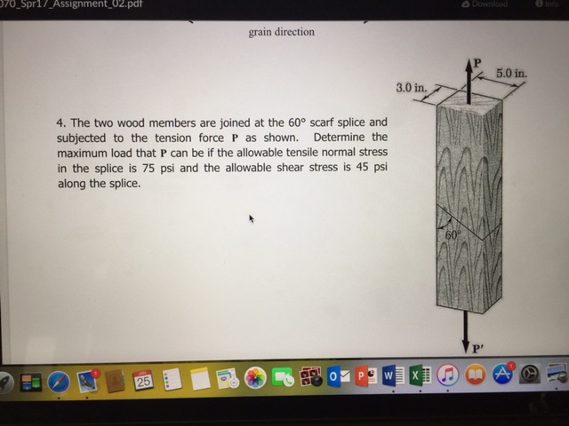 Solved The two wood members are joined at the 60^degree | Chegg.com