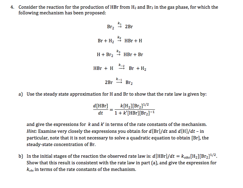 Solved Consider the reaction for the production of HBr from | Chegg.com