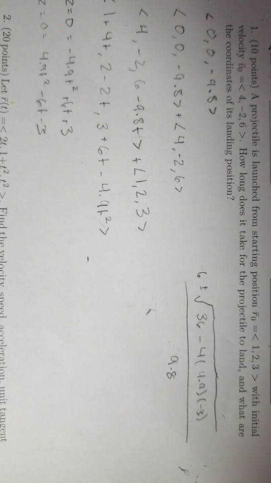 Solved 1, (10 points) A projectile is launched from starting | Chegg.com