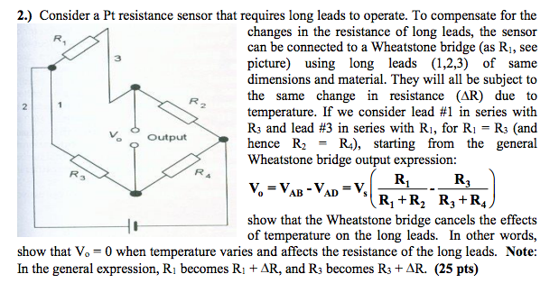 Solved Consider a Pt resistance sensor that requires long | Chegg.com