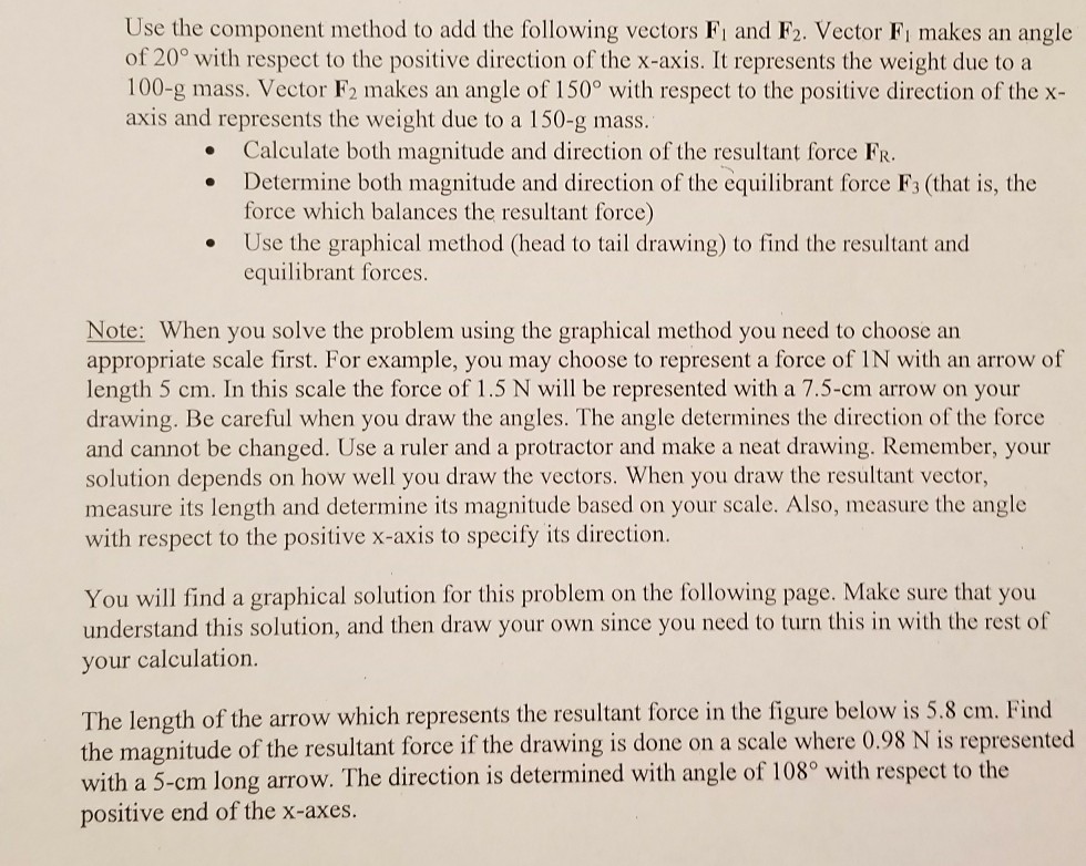 Solved e the component method to add the following vectors | Chegg.com