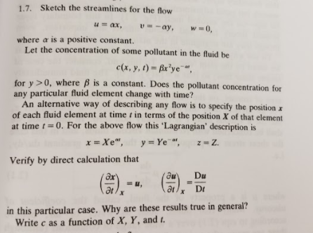 Solved Sketch the streamlines for the flow u = alpha x, | Chegg.com