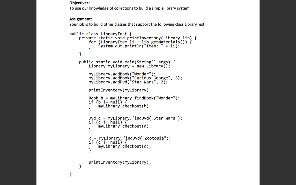 Solved Objectives: To use our knowledge of collections to | Chegg.com