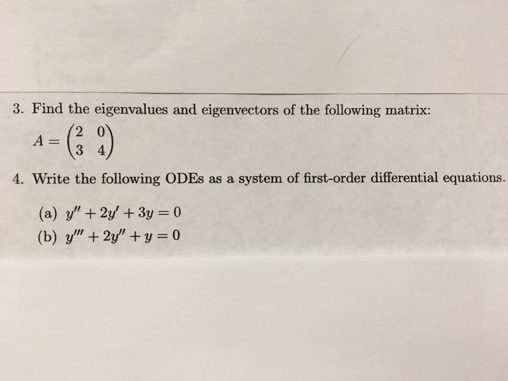 Solved Find The Eigenvalues And Eigenvectors Of The