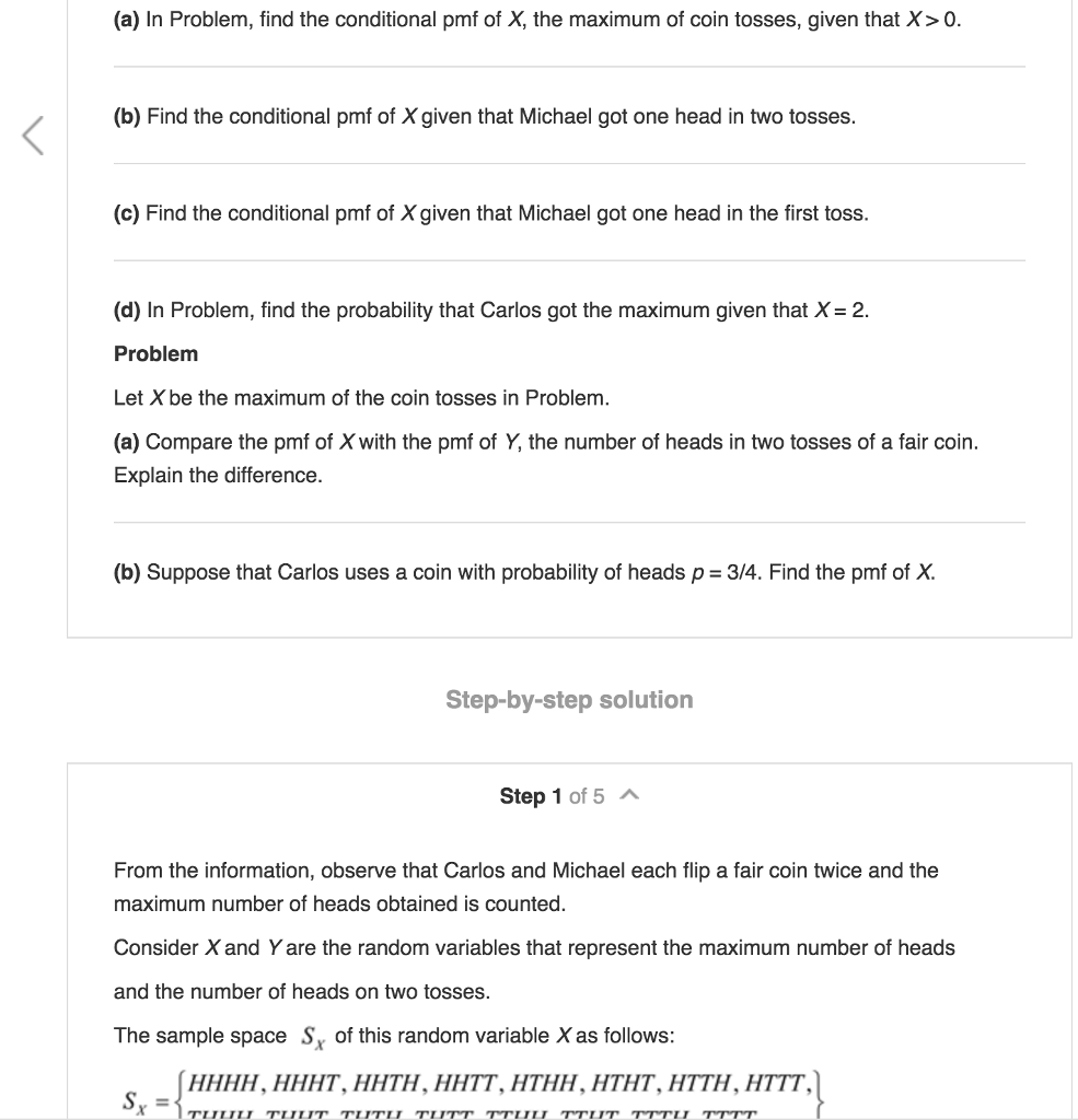Solved (a) In Problem, find the conditional pmf of X, the | Chegg.com