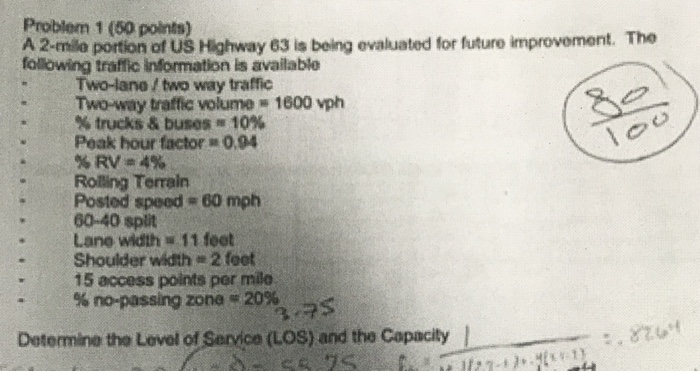 Solved Problem 1 (60 polnts) A 2-milo portion of US Highway | Chegg.com