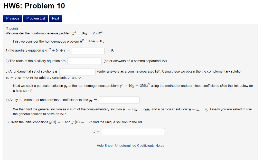 Solved HW6: Problem 10 Previous Problem List Next 1 point) | Chegg.com
