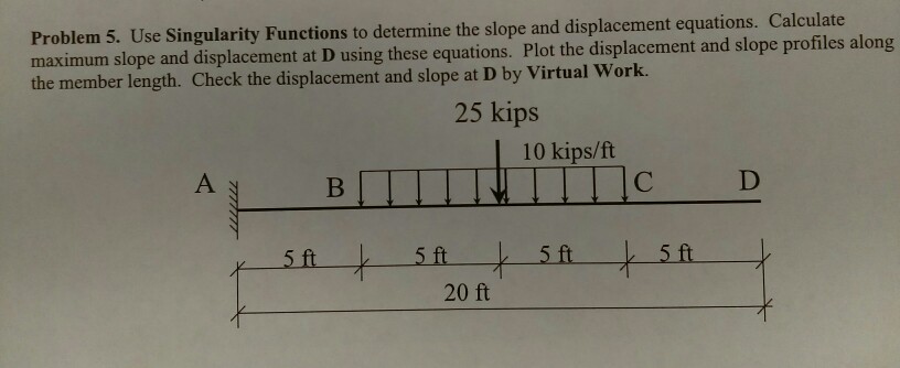 Solved blem 5. Use Singularity Functions to determine the | Chegg.com