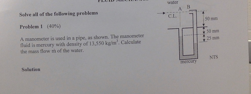 Solved water Solve all of the following problems Problem 1 | Chegg.com