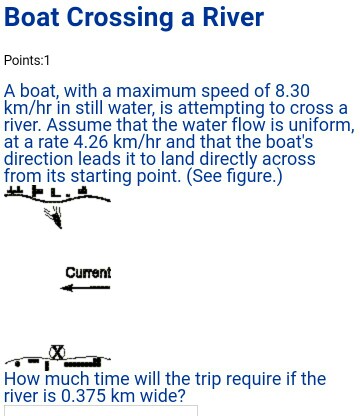 Solved Boat Crossing a River Points:1 A boat, with a maximum | Chegg.com