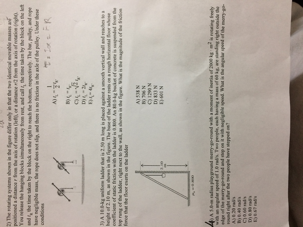 Solved The rotating systems shown in the figure differ only | Chegg.com