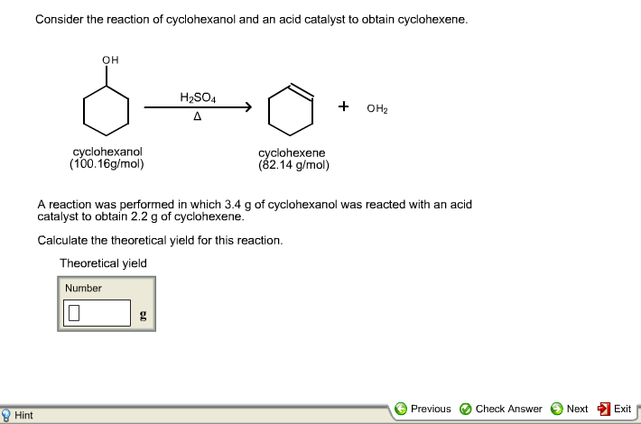 Solved Consider the reaction of cyclohexanol and an acid | Chegg.com