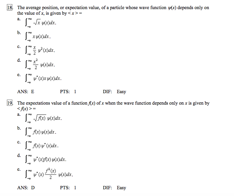 Solved The Average Position Or Expectation Value Of A