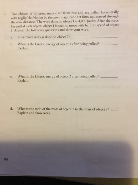 Solved Two objects of different mass start from rest and are | Chegg.com