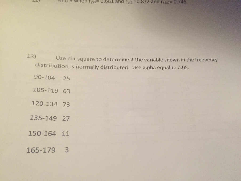 Solved Use chi-square to determine if the variable shown in | Chegg.com