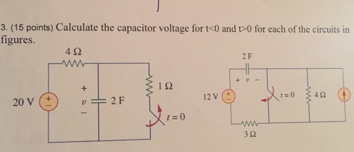 Solved Calculate the capacitor voltage for t less than 0 and | Chegg.com