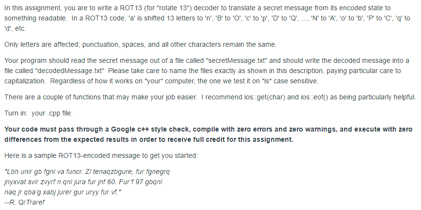 Solved In this assignment, you are to write a ROT13 (for | Chegg.com