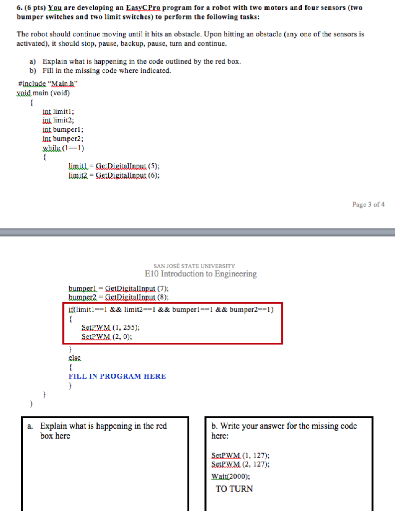 Solved 6. (6 pts) You are developing an EasyCPro program for | Chegg.com
