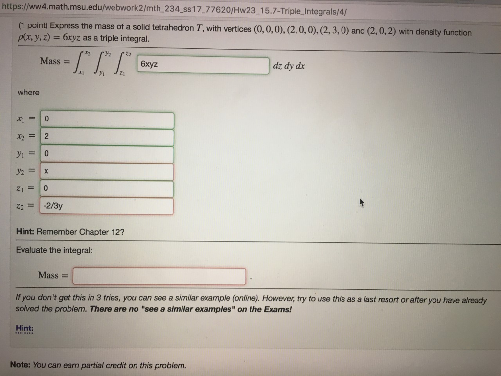 Solved https://ww4.math.msu.edu/webwork2/mth 234 | Chegg.com