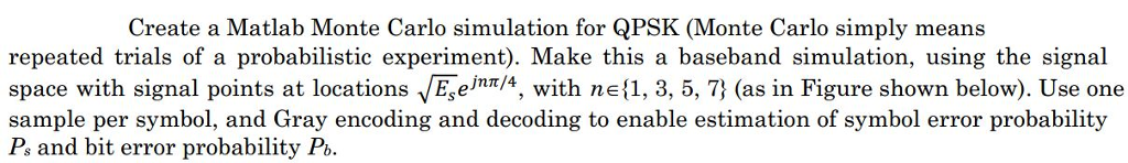 Create a Matlab Monte Carlo simulation for QPSK | Chegg.com