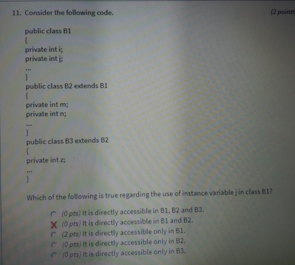 Solved 1. Consider the following incomplete class. (2points) | Chegg.com