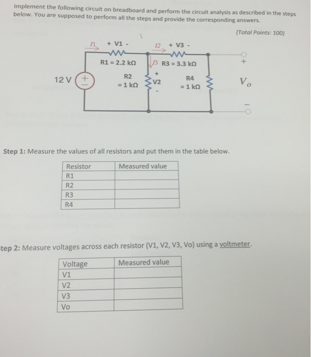 Solved Implement the following circuit on breadboard and | Chegg.com