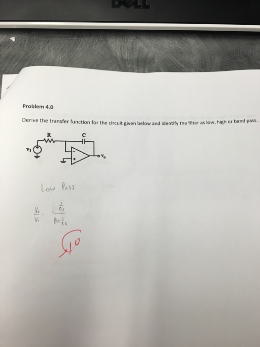 Solved Derive the transfer function for the circuit given | Chegg.com