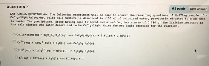 Solved The following experiment will be used to answer the | Chegg.com