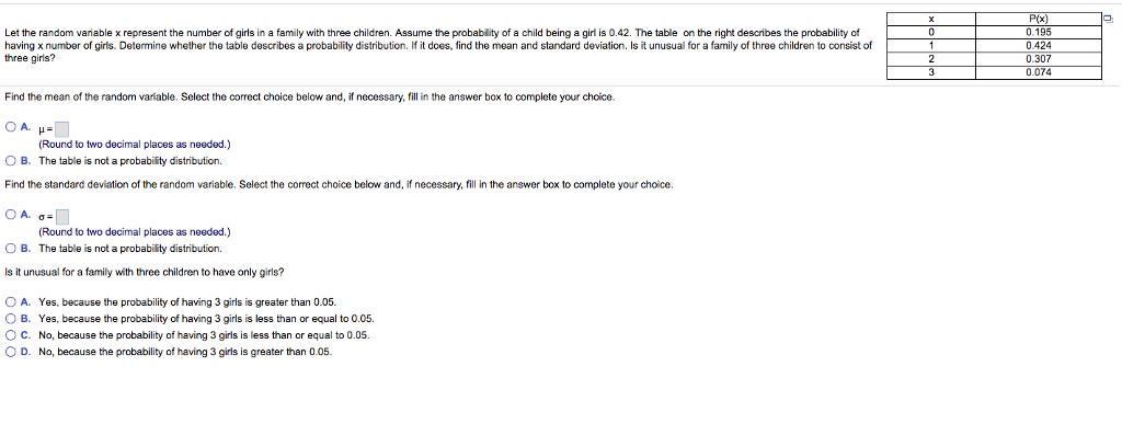 Solved Let the random variable x represent the number of | Chegg.com