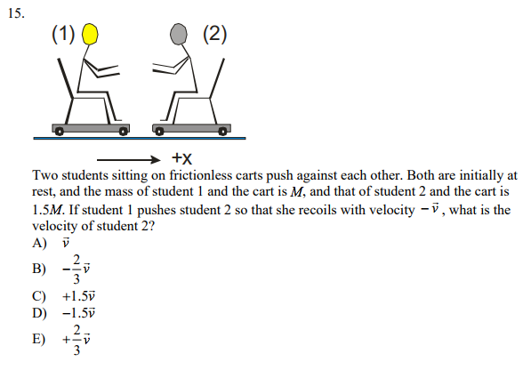 Solved Two students sitting on frictionless carts push | Chegg.com