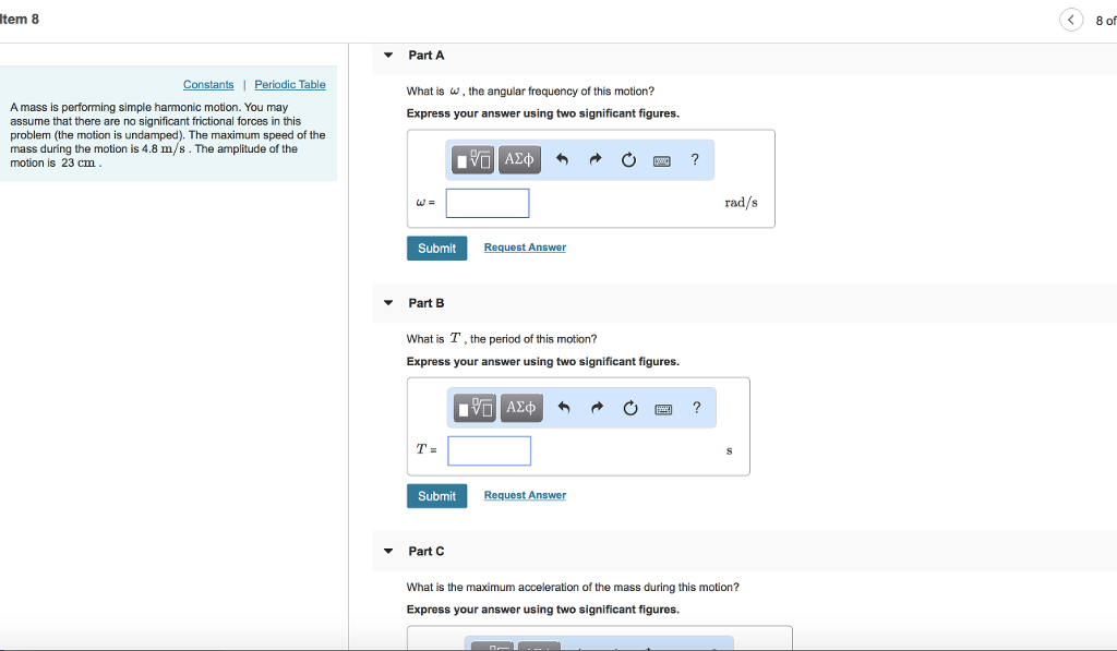 Solved tem 8 8 of Part A What is w, the angular frequency of | Chegg.com