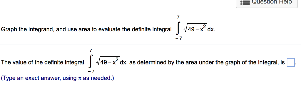 Solved Graph the integrand, and use area to evaluate the | Chegg.com