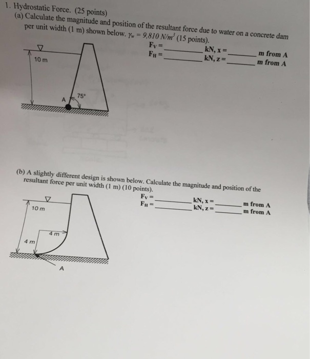 Solved Hydrostatic Force. Calculate the magnitude and | Chegg.com