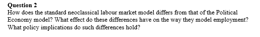 Solved Question:2 How does the standard neoclassical labour | Chegg.com