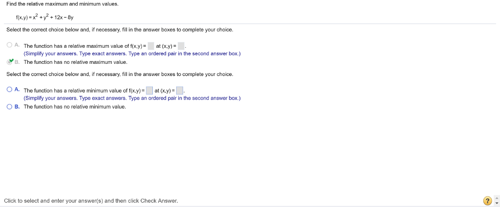 Solved Find the relative maximum and minimum values | Chegg.com