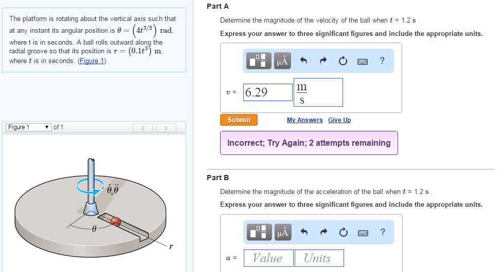 Solved The platform is rotating about the vertical axis such | Chegg.com