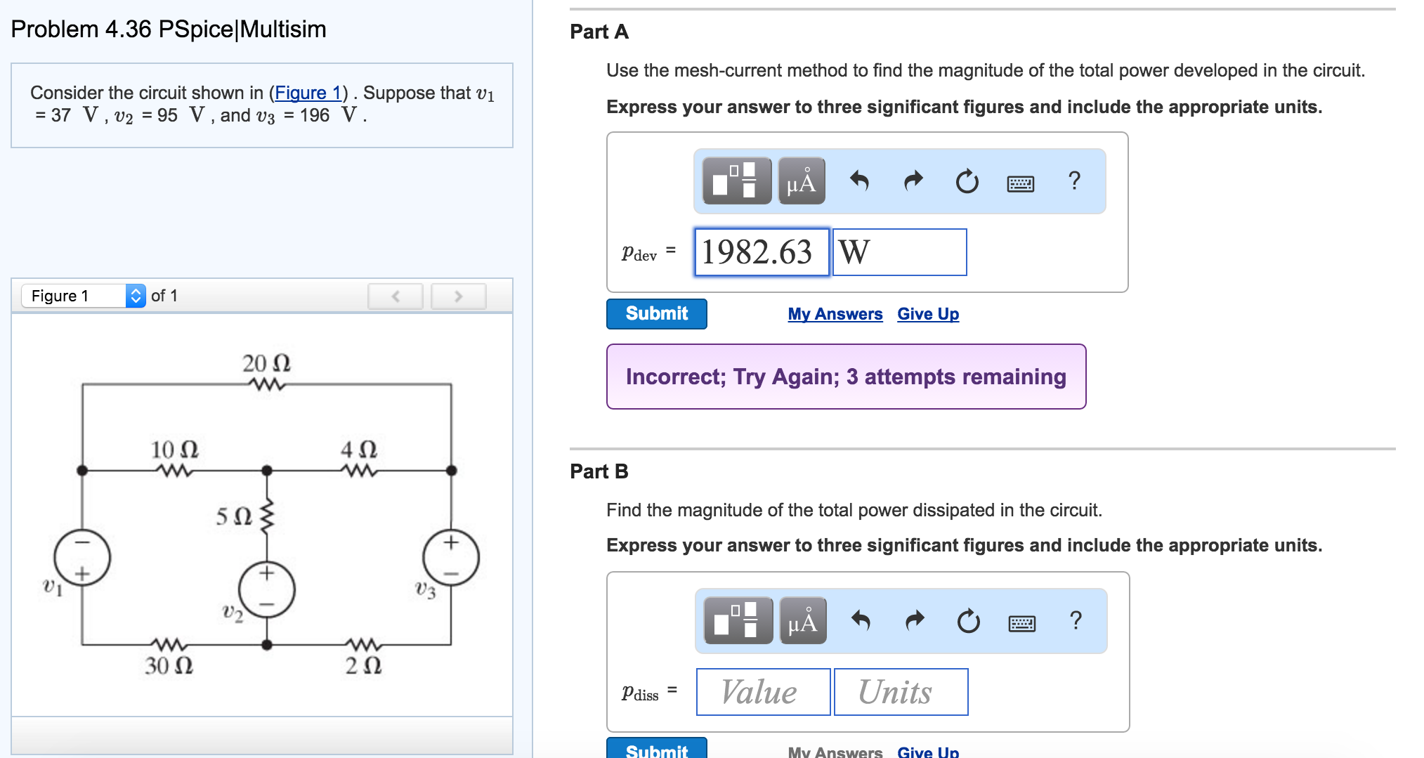 Solved Circuits question. I've tried using KVL to solve the | Chegg.com