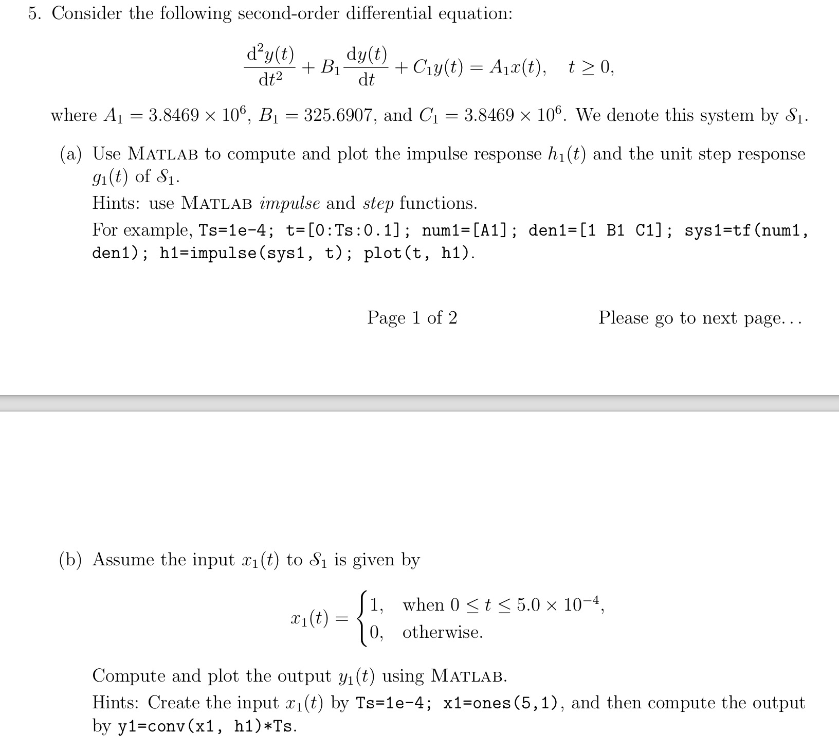 Solved 5. Consider the following second-order differential | Chegg.com