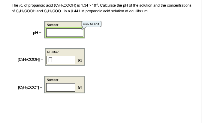 Solved The Ka of propanoic acid (C2H5COOH) is 1.34 × 10-5. | Chegg.com