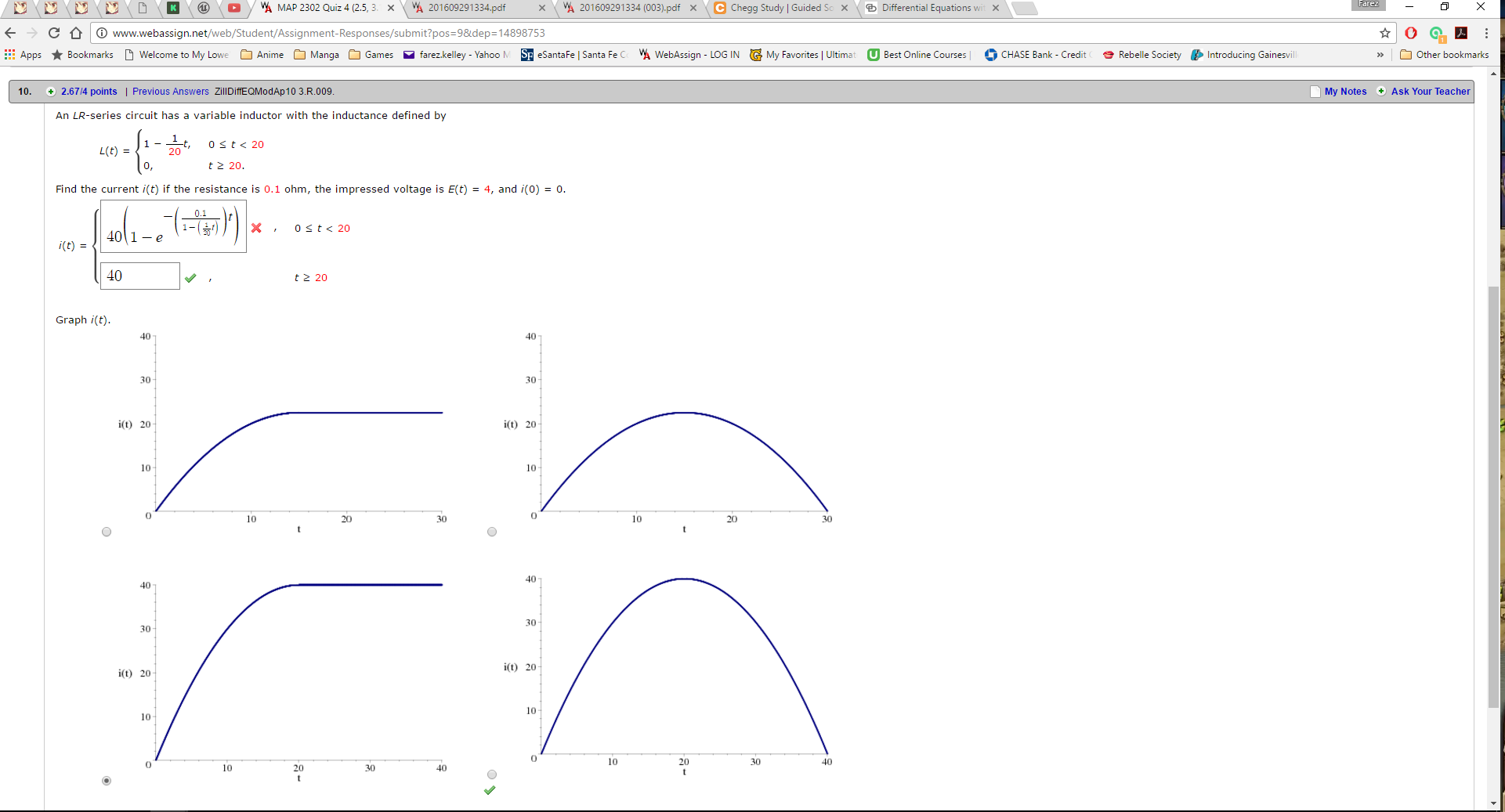 Please help solve the LR circuit using kirchoff's | Chegg.com