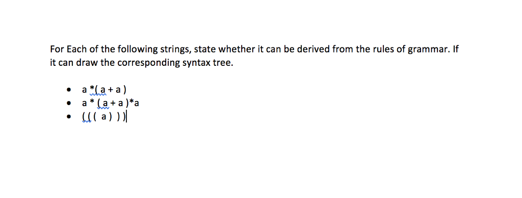 Solved For Each of the following strings, state whether it | Chegg.com