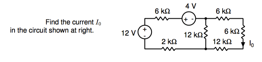 Solved 4 V Find the current Io in the circuit shown at | Chegg.com