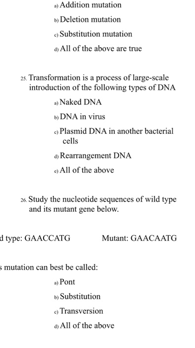 Solved Addition mutation Deletion mutation Substitution | Chegg.com